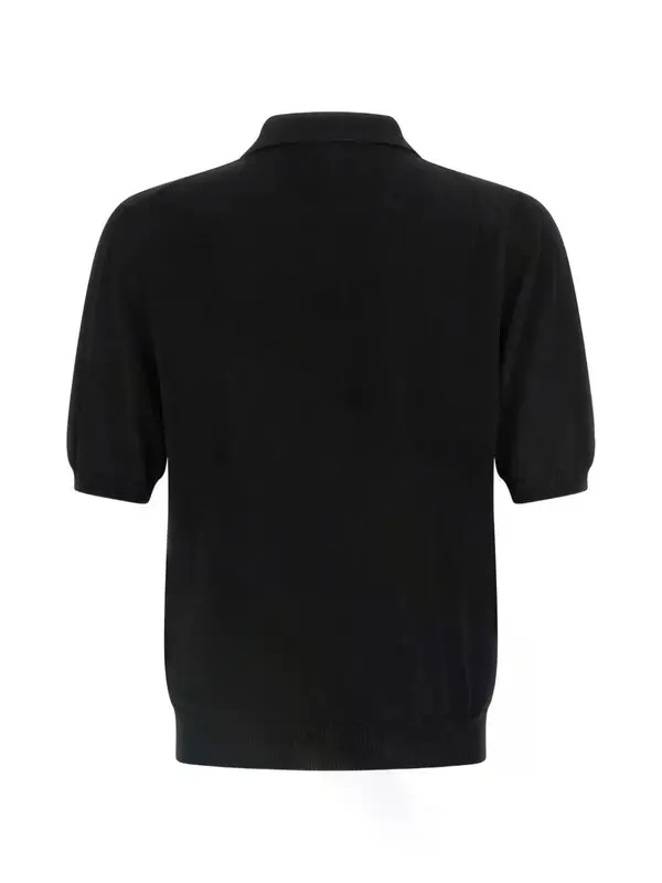 ZANONE Knit Short-sleeve Polo Shirt - Black