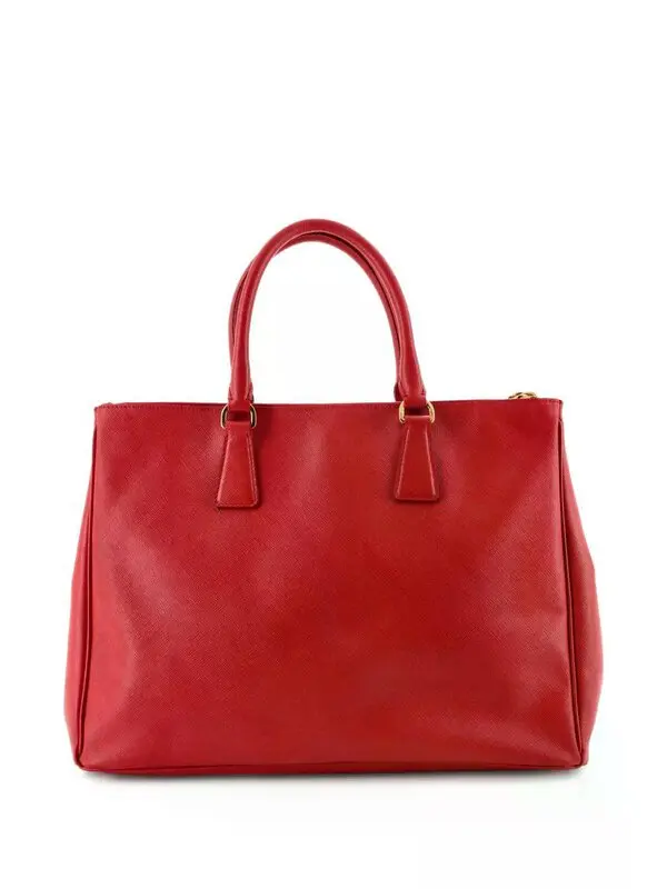 Prada Double Zip Saffiano Leather Large Tote - Red