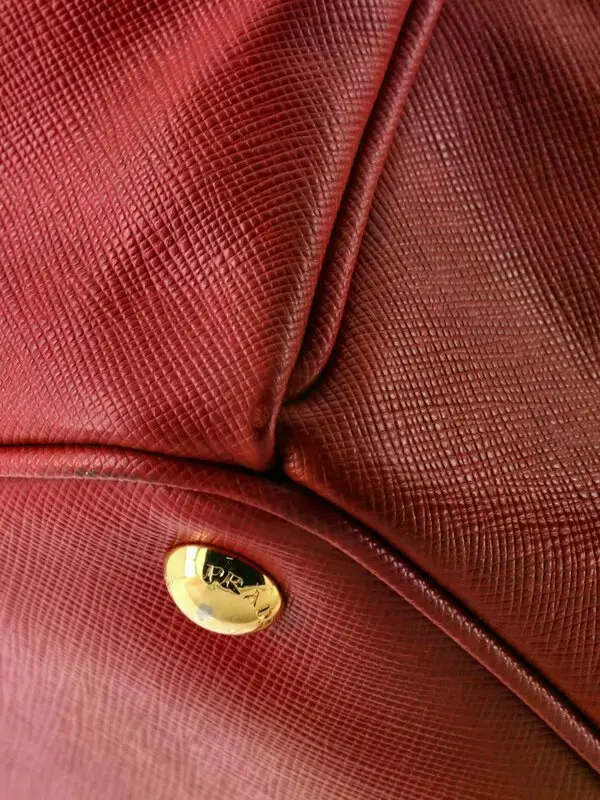 Prada Double Zip Saffiano Leather Large Tote - Red