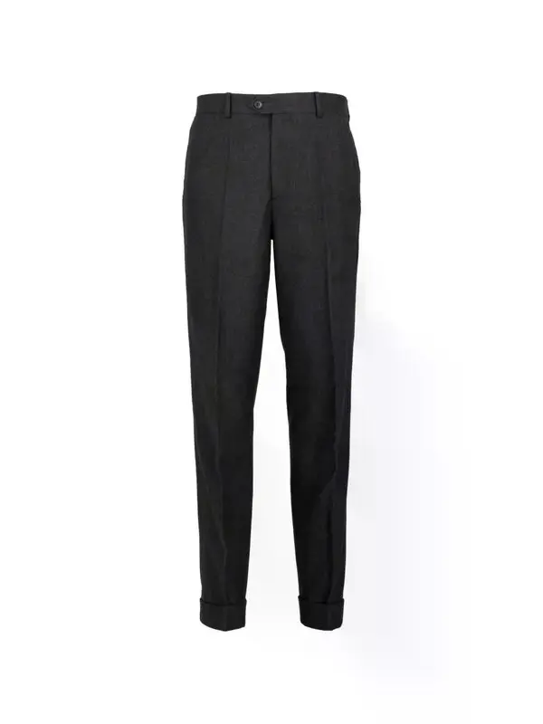 Vintage Wool Trousers With Button Closure And Cuffed Hem