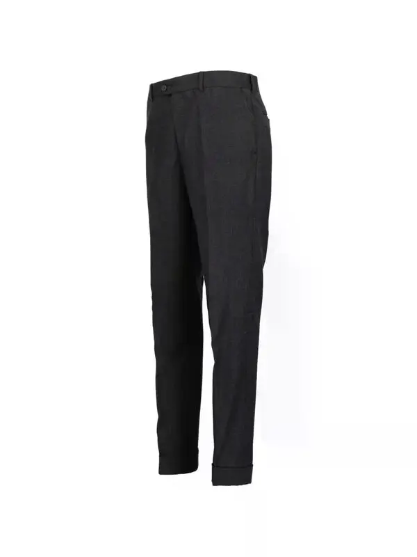 Vintage Wool Trousers With Button Closure And Cuffed Hem