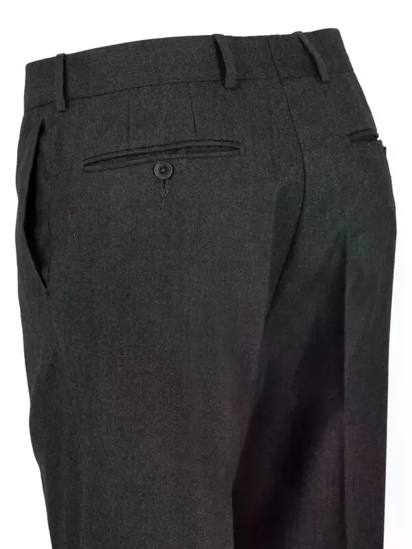 Vintage Wool Trousers With Button Closure And Cuffed Hem