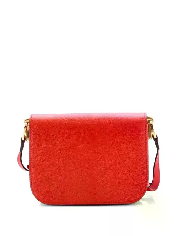Prada Embleme Flap Bag Saffiano Leather Small Shoulder Bag - Red