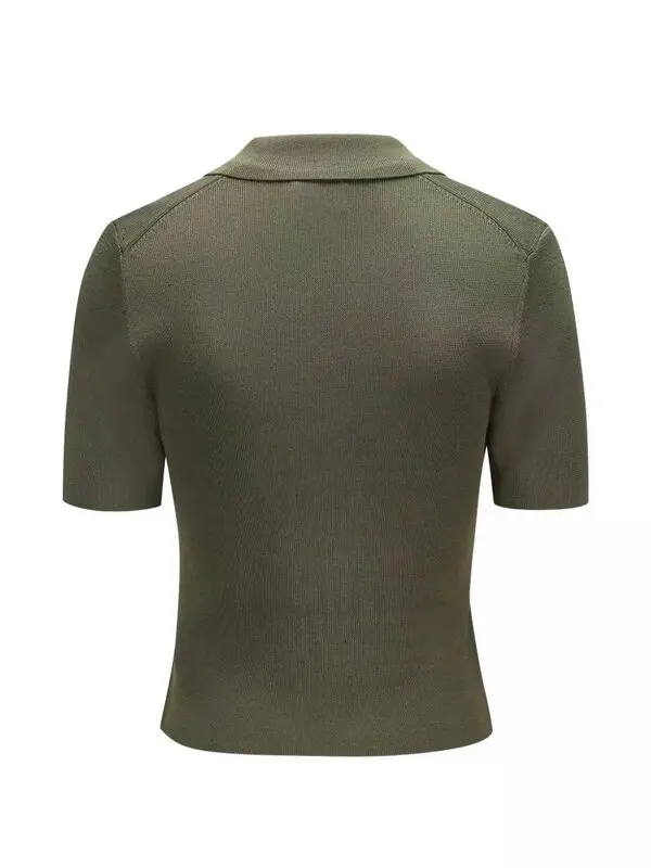 Polo Ralph Lauren Ribbed Knit Button-up Short-sleeve Top - Green