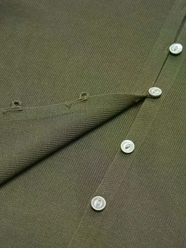 Polo Ralph Lauren Ribbed Knit Button-up Short-sleeve Top - Green
