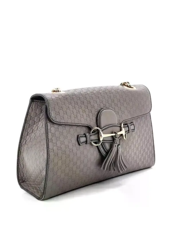 Gucci Emily Chain Flap Bag Microssima Leather Medium - Grey