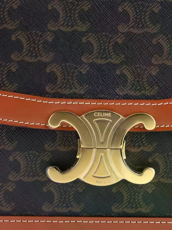 Celine Triomphe Coated Canvas Medium Shoulder Bag