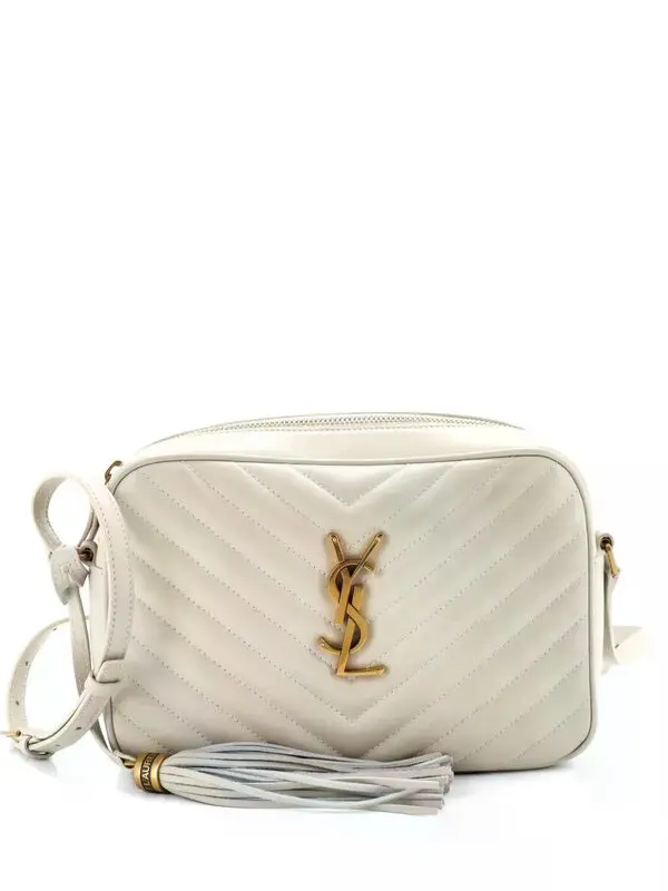 Saint Laurent Lou Camera Matelasse Chevron Leather Small Crossbody Bag - Neutrals