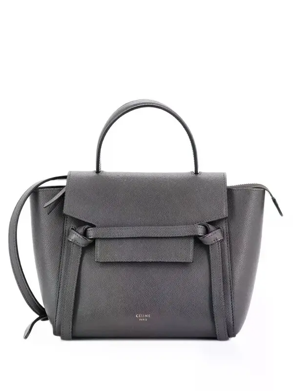 Celine Belt Bag Textured Leather Nano Shoulder Bag - Grey