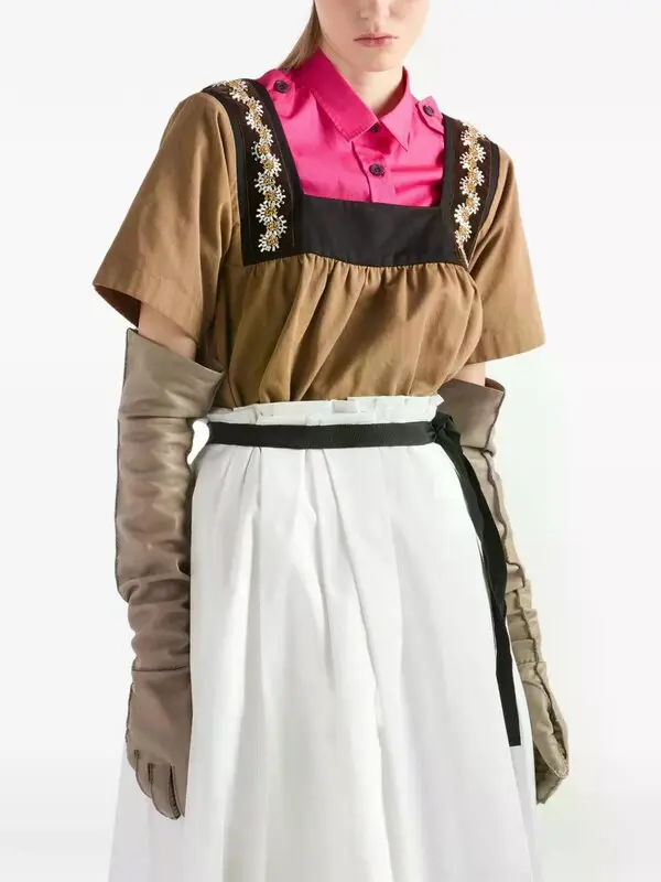 Prada Embroidered Old Gabardine Top