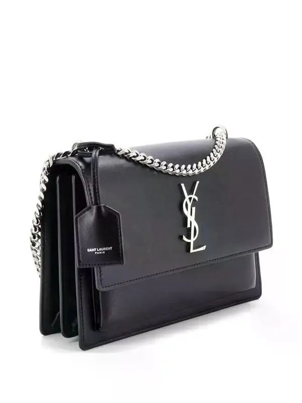 Saint Laurent Sunset Leather Medium Crossbody Bag - Black
