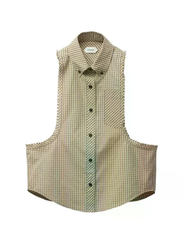 Versace Micro Check Sleeveless Shirt