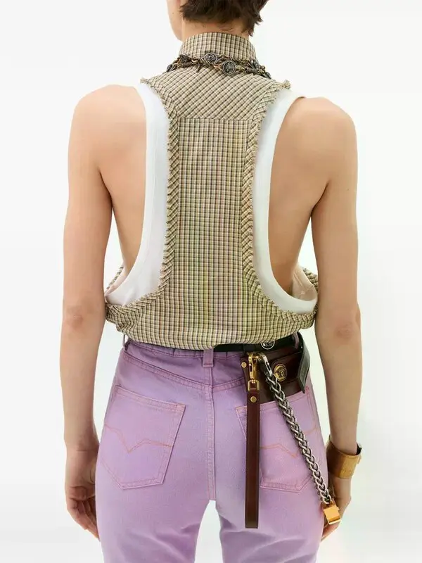 Versace Micro Check Sleeveless Shirt