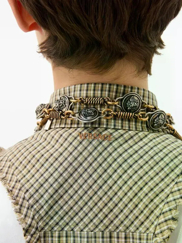 Versace Micro Check Sleeveless Shirt