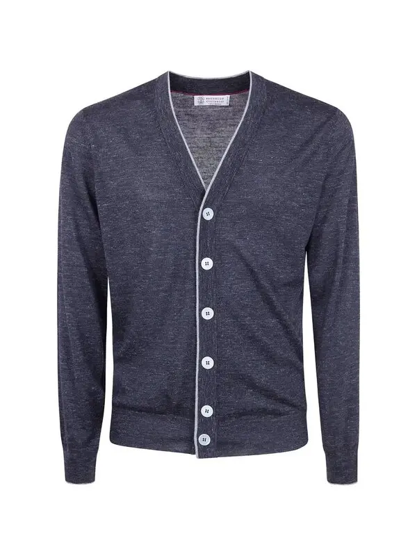Brunello Cucinelli Classic V Neck Cardigan - Gray