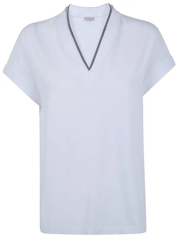 Brunello Cucinelli V Neck T-shirt - White