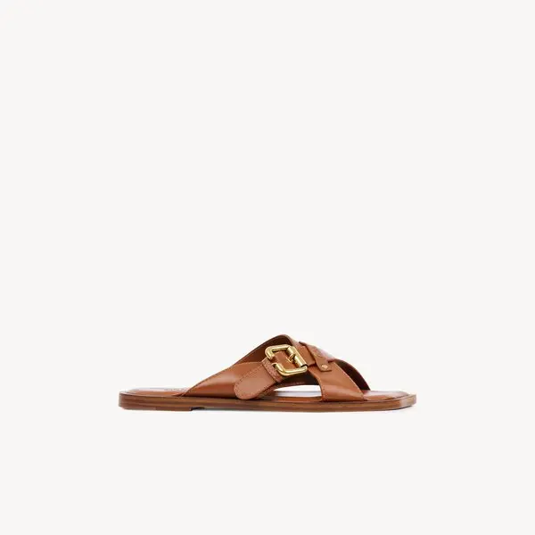 Chloé Nil Criss-cross Slides - Ginger Brown