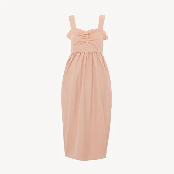 Chloé Sleeveless Fitted Midi Dress In Technical Taffeta - Biscuit Pink