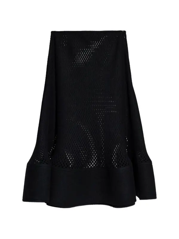 Alaïa Fluted Midi Skirt - Black