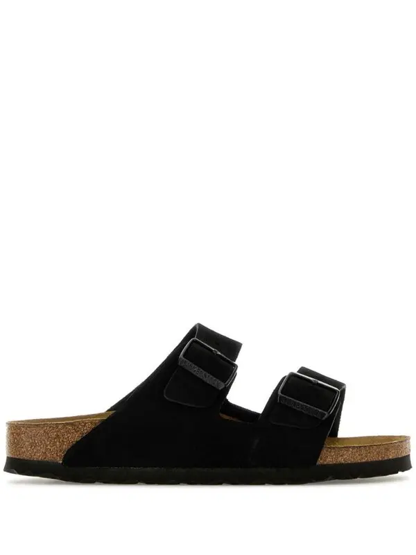 BIRKENSTOCK Arizona Suede Leather Sandals - Black