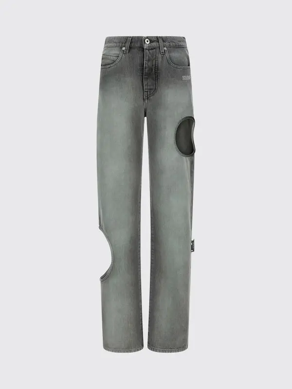 Off-White Cut-out Baggy Denim Jeans - Grey