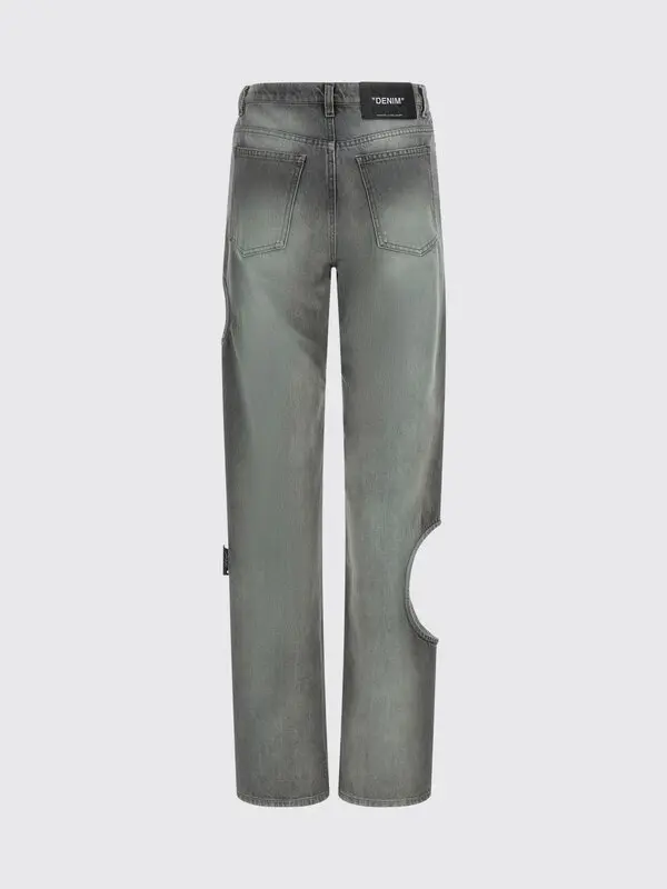 Off-White Cut-out Baggy Denim Jeans - Grey