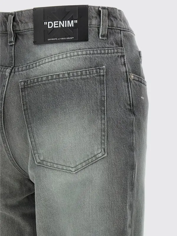Off-White Cut-out Baggy Denim Jeans - Grey