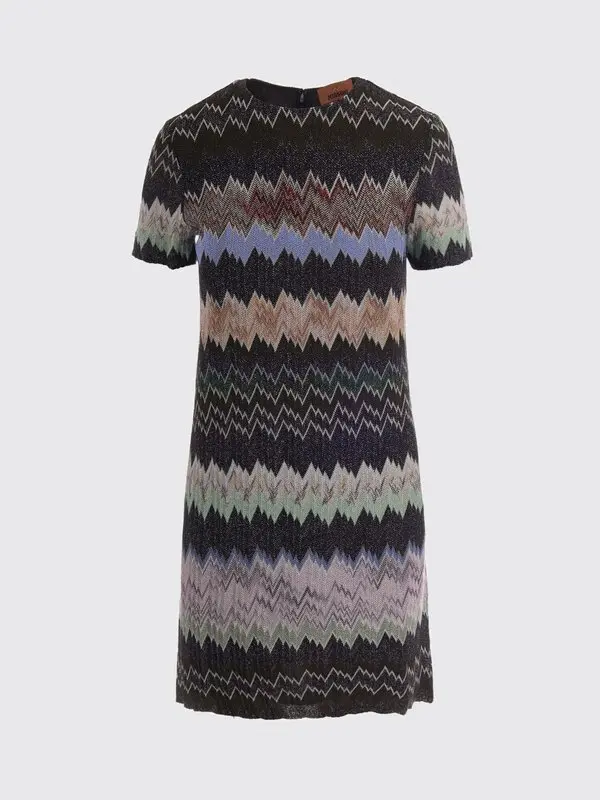Missoni Short Sleeve Zigzag Knit Dress - Black