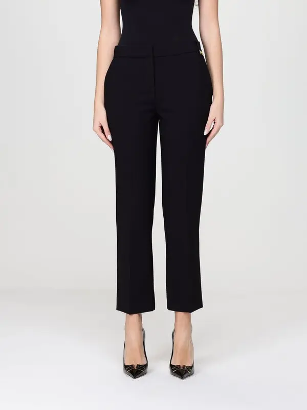 Elisabetta Franchi Cropped Polyester Crêpe Tailored Trousers - Black