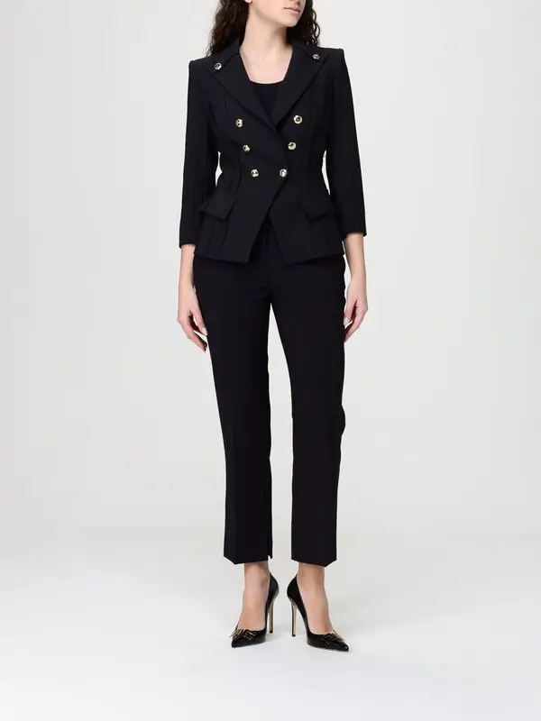 Elisabetta Franchi Cropped Polyester Crêpe Tailored Trousers - Black