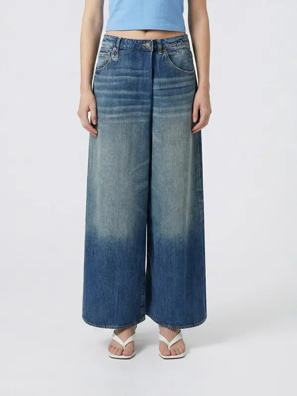 R13 Nico Wrap Palazzo Cotton Denim Jeans - Blue