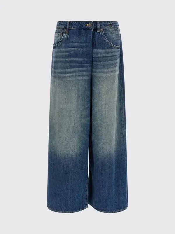 R13 Nico Wrap Palazzo Cotton Denim Jeans - Blue
