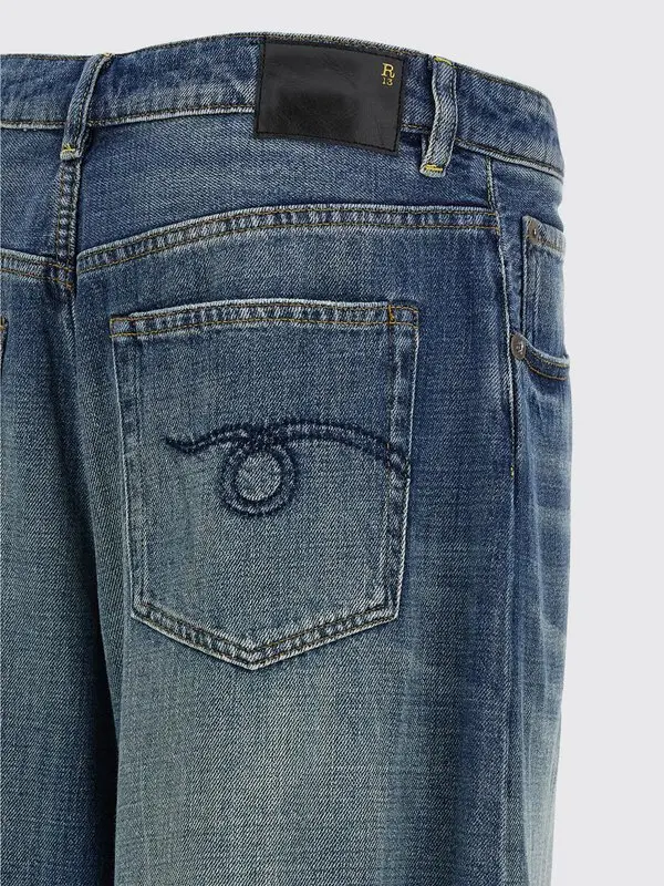 R13 Nico Wrap Palazzo Cotton Denim Jeans - Blue