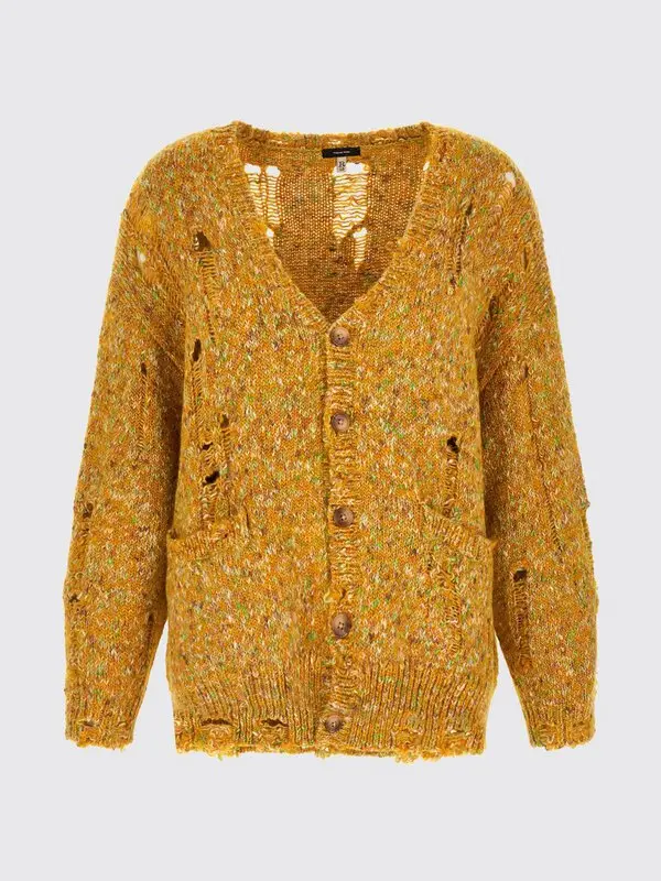 R13 Alpaca Wool Blend Distressed Cardigan - Yellow