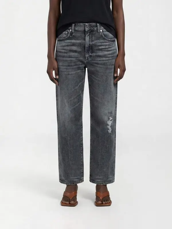 R13 Distressed Stretch Denim Boyfriend Jeans - Grey