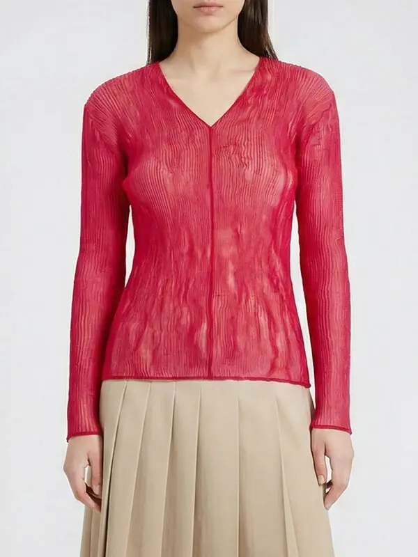 Issey Miyake V-neck Jersey Top - Fuchsia