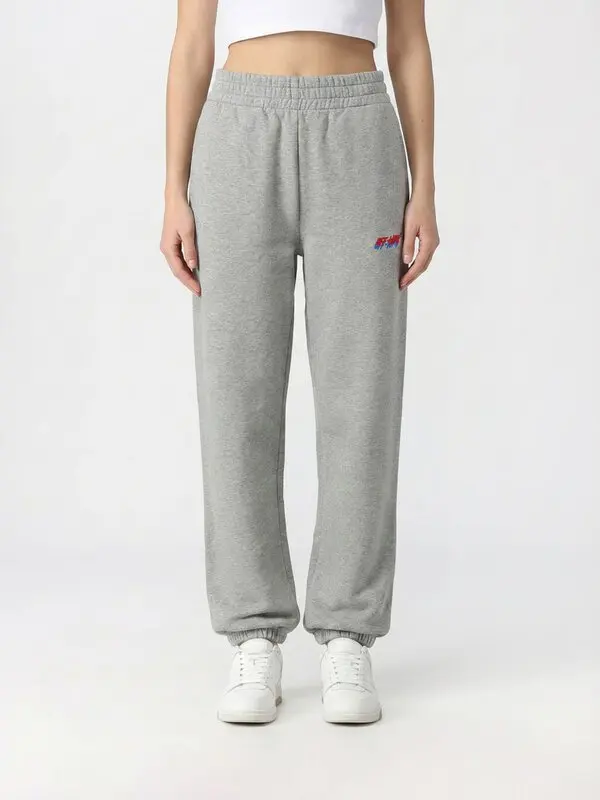 Off-White Cotton Jogging Pants - Grey