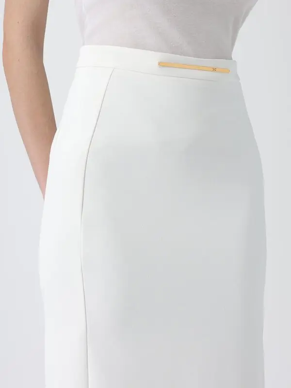 Elisabetta Franchi Pencil Skirt With Gold Detail - Ivory