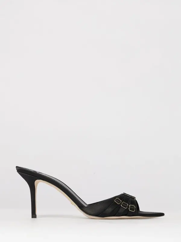 Elisabetta Franchi Satin Mules With Metallic Monogram
