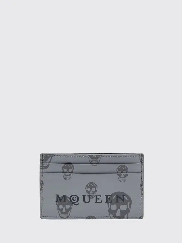Alexander McQueen Skull Printed Leather Card Holder - Grey