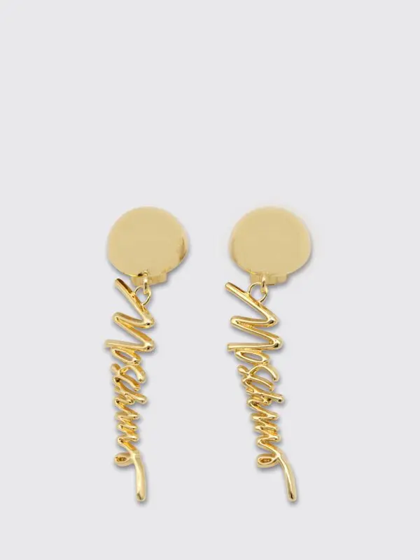 Moschino Tone Metal Logo Drop Earrings - Gold