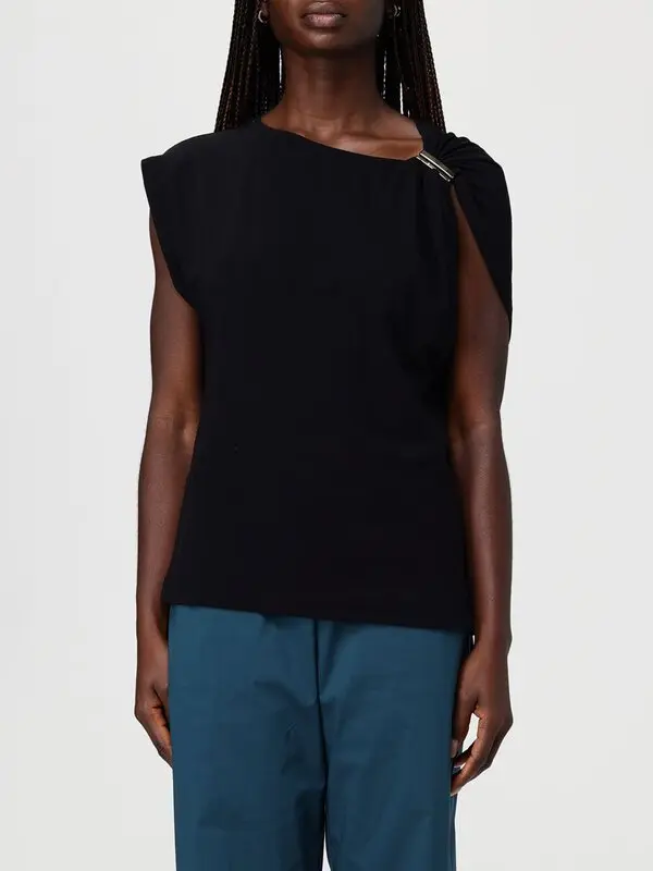Pinko Sleeveless Top With Gold Hardware Detail - Black