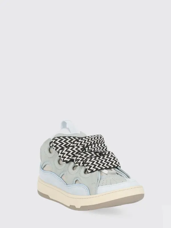LANVIN Curb Suede And Mesh Sneakers - Blue