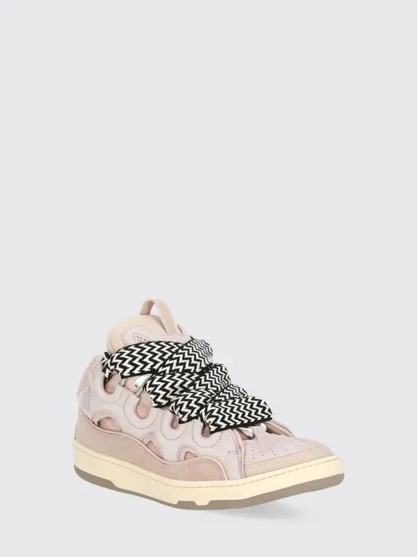 LANVIN Curb Suede And Mesh Sneakers - Pink