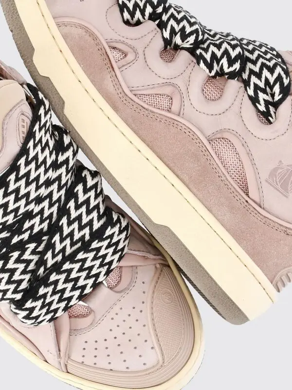 LANVIN Curb Suede And Mesh Sneakers - Pink