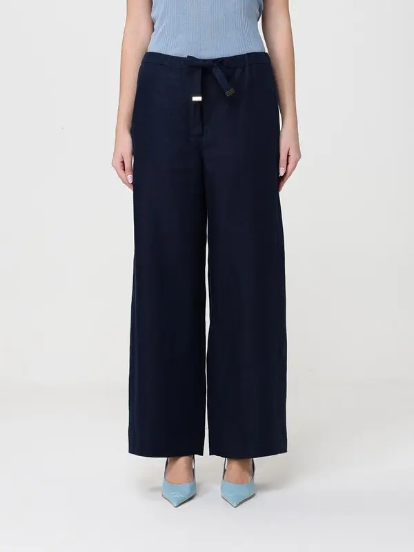 Max Mara Linen Wide-leg Trousers - Navy