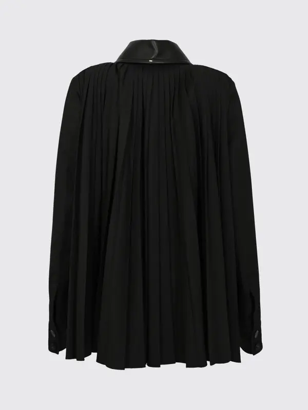 Sportmax Cotton Blend Shirt Jacket With Leather Collar - Black