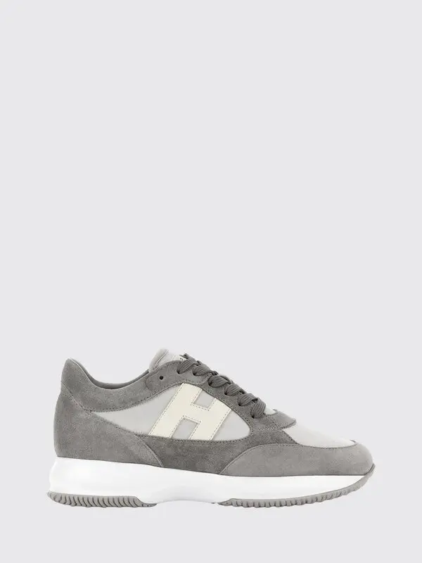 Hogan Interactive Sneakers In Suede And Nylon - Grey