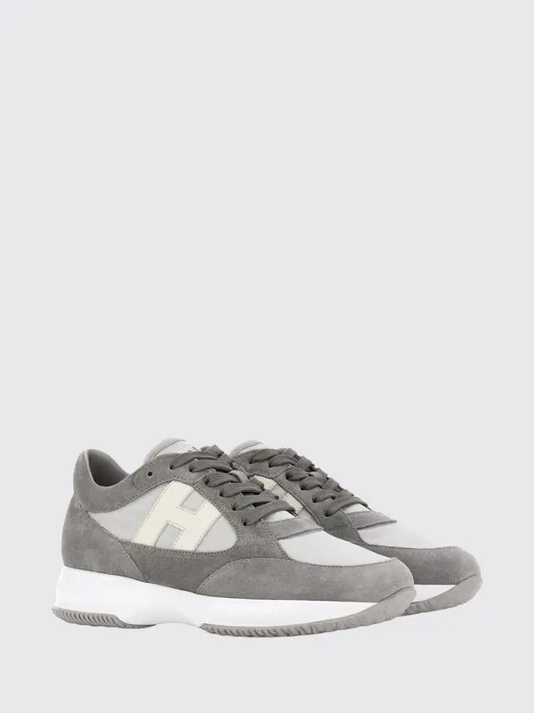 Hogan Interactive Sneakers In Suede And Nylon - Grey