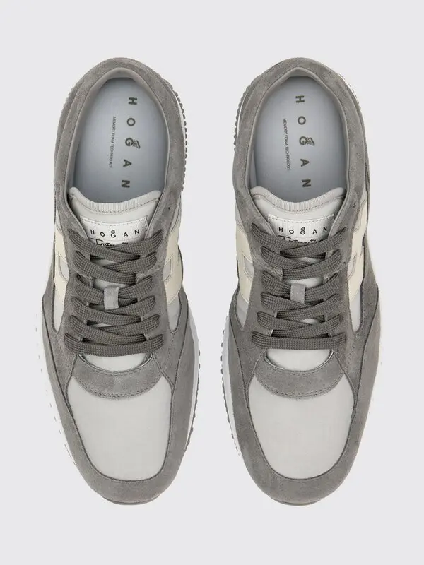 Hogan Interactive Sneakers In Suede And Nylon - Grey